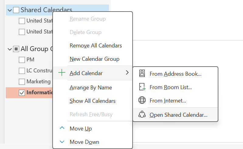 How to connect to Commercial shared calendar – Capano Management IT Support